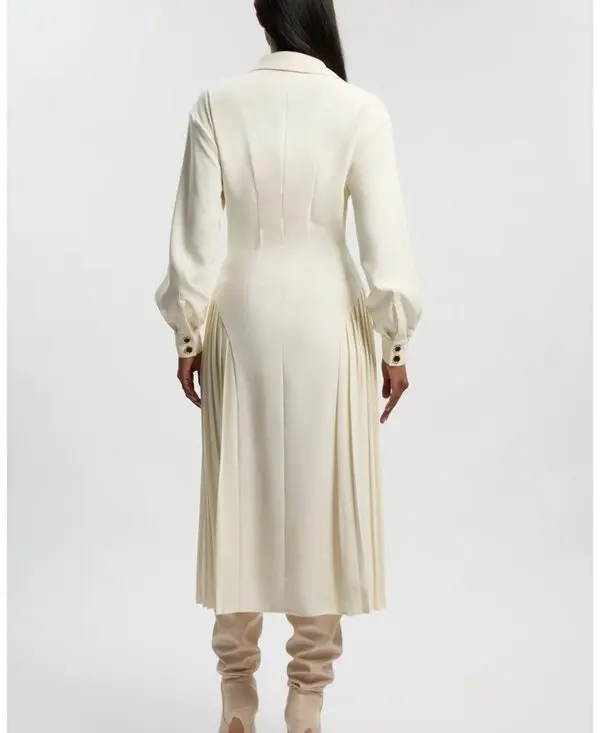Karen Millen Tailored Crepe Belted Pleated Midi Dress