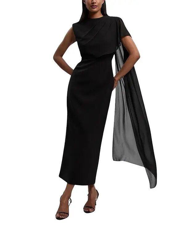 Karen Millen Cape Drape Maxi Dress - Black