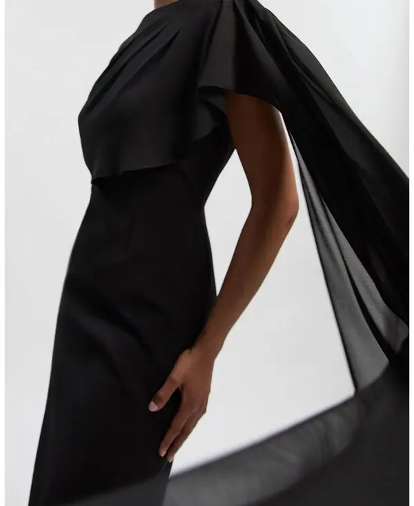 Karen Millen Cape Drape Maxi Dress - Black