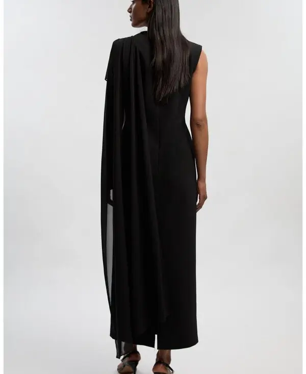 Karen Millen Cape Drape Maxi Dress - Black