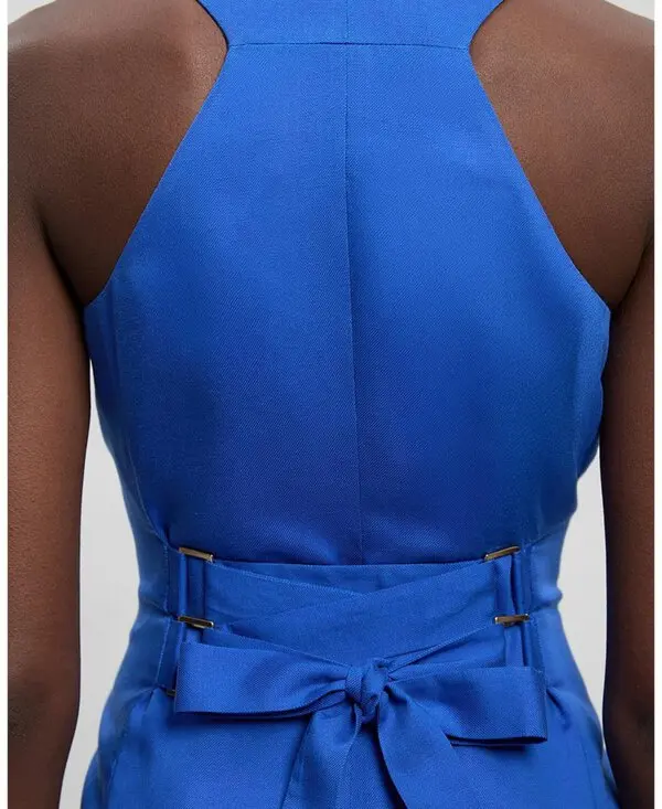 Karen Millen Tailored Linen Corset Back Midi Dress