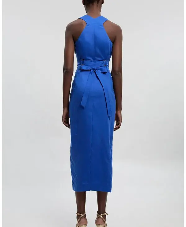 Karen Millen Tailored Linen Corset Back Midi Dress