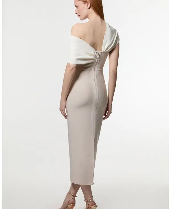 Karen Millen Asymmetric Strap Knit Midi Dress