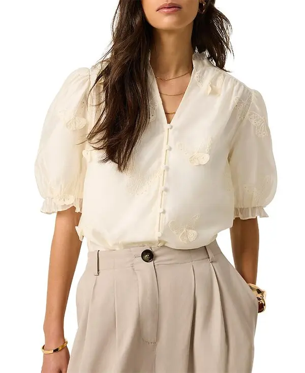 Mint Velvet Butterfly Applique Blouse - White