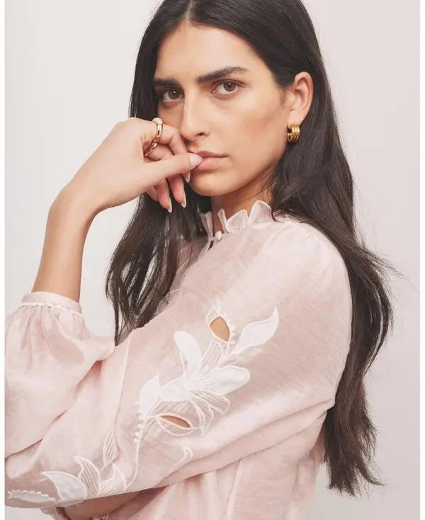 Mint Velvet Embroidered Ruffle Blouse