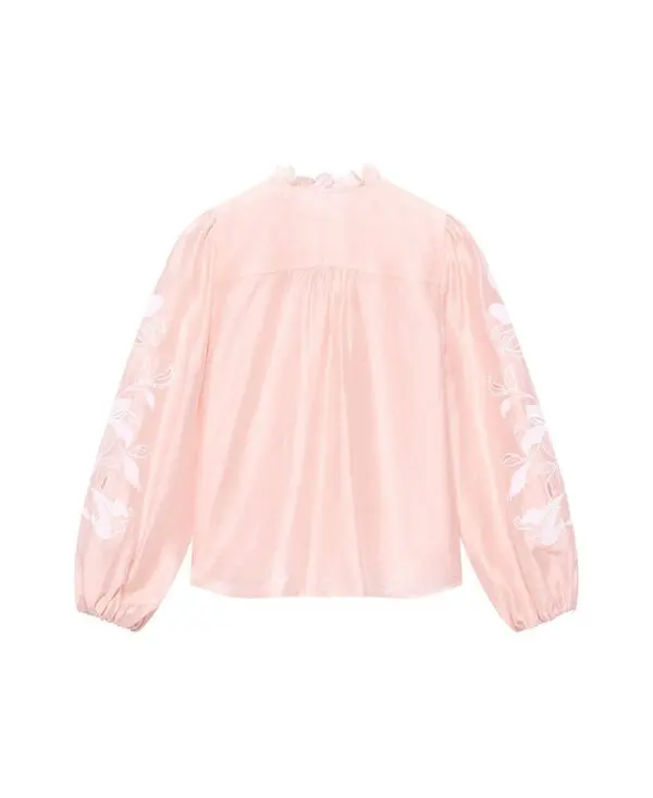 Mint Velvet Embroidered Ruffle Blouse