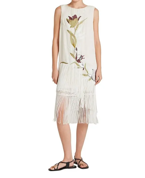 TEMPERLEY LONDON Madeline Mini Dress With Fringe - Ivory