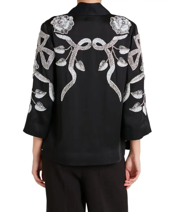 TEMPERLEY LONDON Lana Embroidered Crepe Satin Jacket