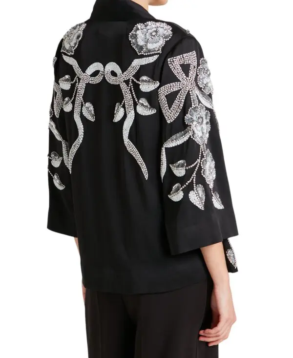TEMPERLEY LONDON Lana Embroidered Crepe Satin Jacket