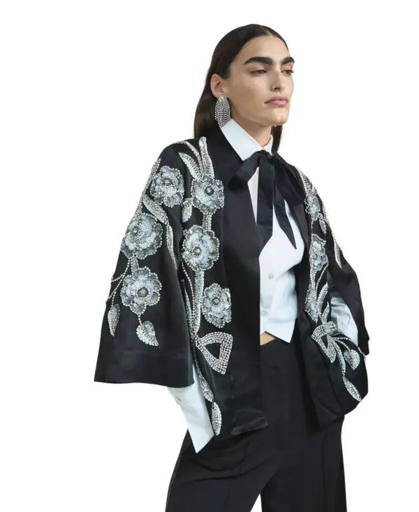 TEMPERLEY LONDON Lana Embroidered Crepe Satin Jacket