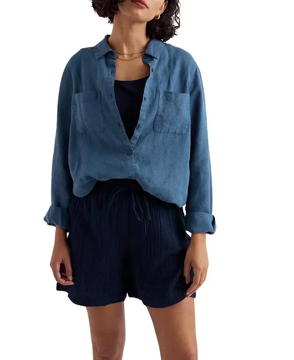 SEASALT CORNWALL Hazel Branch Linen Shirt - Dusk