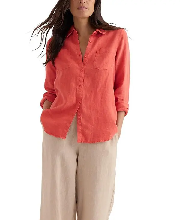 SEASALT CORNWALL Hazel Branch Linen Shirt - Dusky Coral