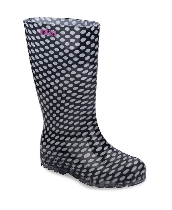 Melissa Tall Rubber Boots - Black/white