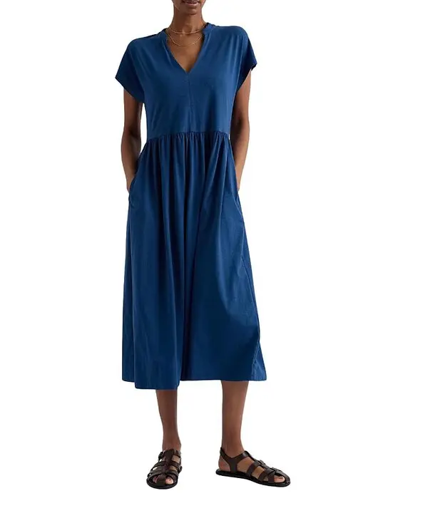 SEASALT CORNWALL Zinnia Short Sleeve Jersey Midi Dress - Dark Voyage