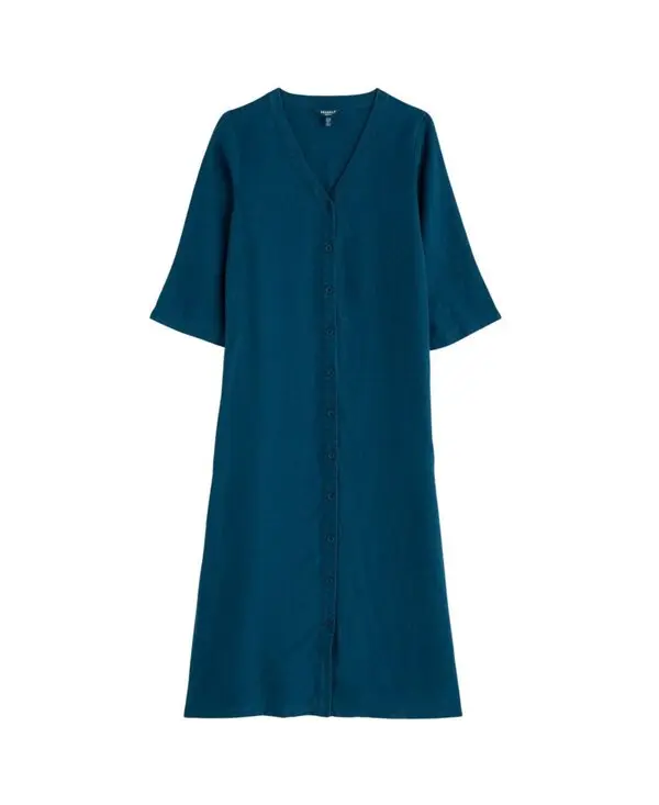 SEASALT CORNWALL Linen Midi Shirt Dress - Ocean Drift