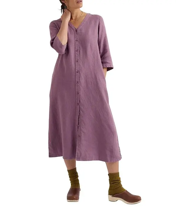 SEASALT CORNWALL Linen Midi Shirt Dress - Verbena