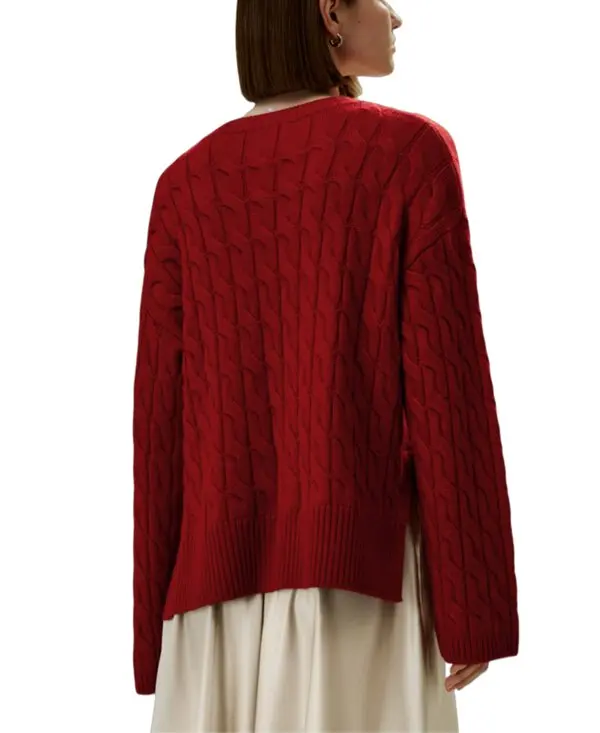 Lilysilk Ultrafine Merino Wool Cable Knit Crewneck Sweater