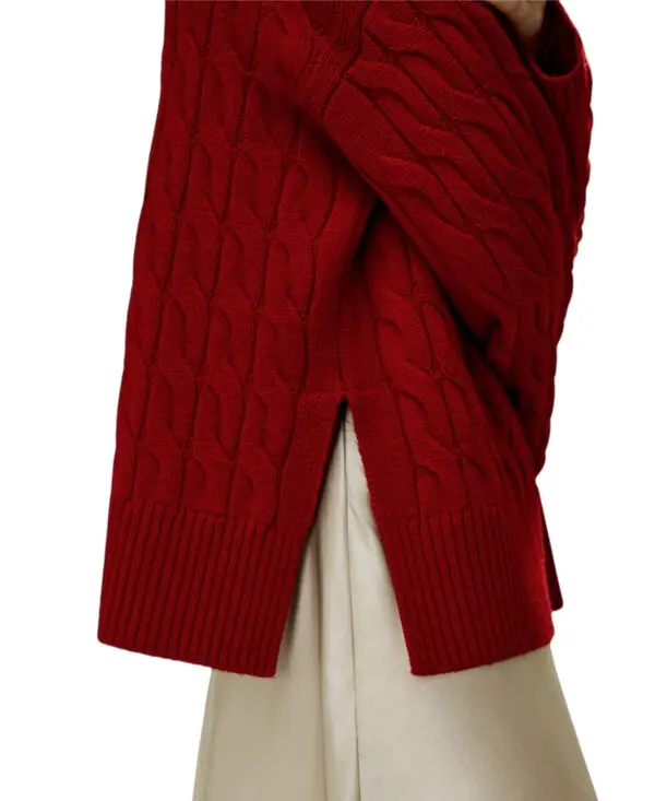 Lilysilk Ultrafine Merino Wool Cable Knit Crewneck Sweater