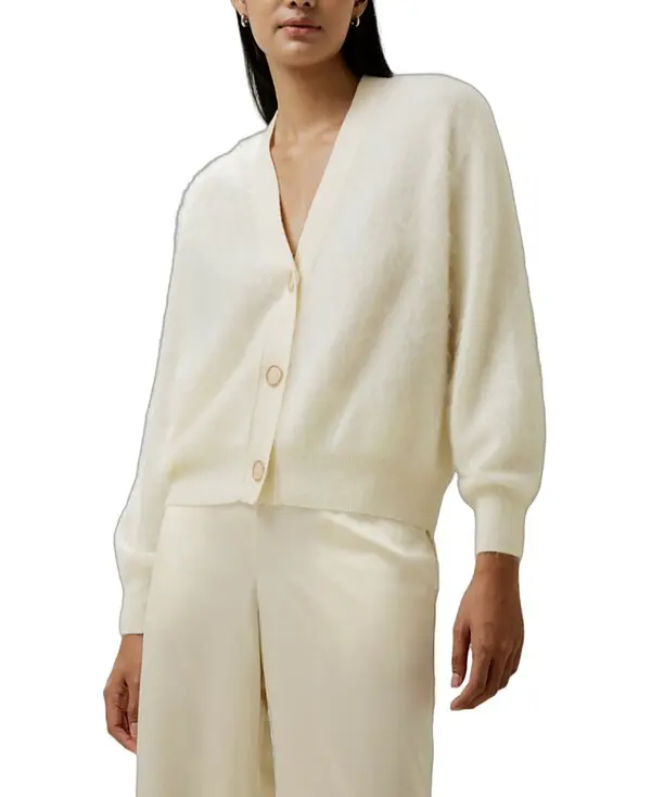Lilysilk Daphne Cashmere Sweater With Down Collar - White