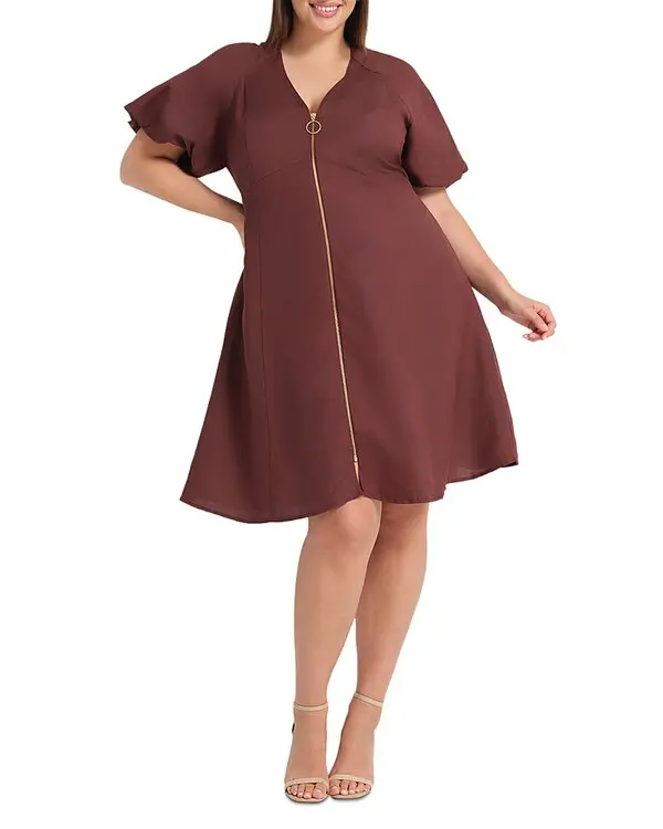 ESTELLE Heather Dress With Zipper Detail - Aubergine