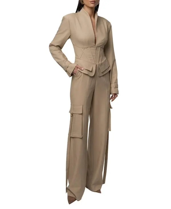JLUXLABEL Day Off Cargo Jumpsuit With Corset Bodice And Wide-leg Pants