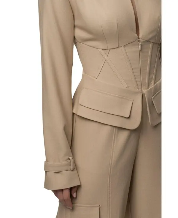 JLUXLABEL Day Off Cargo Jumpsuit With Corset Bodice And Wide-leg Pants