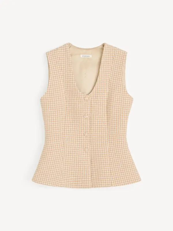 BY MALENE BIRGER Merlin Boucle Waistcoat - Beige Houndstooth