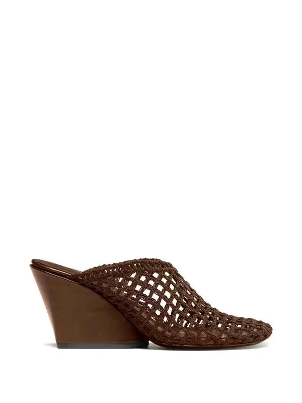 Proenza Schouler Slant Crochet Wedge Mules - Brown
