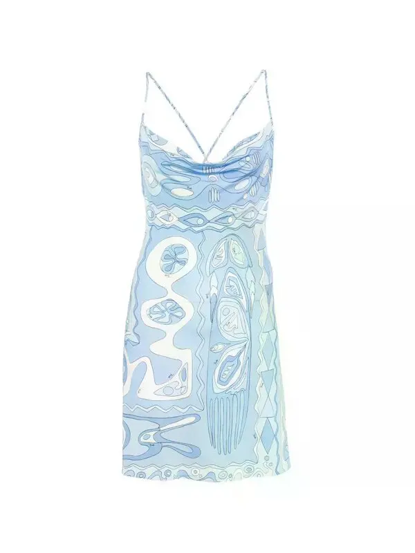 Emilio Pucci Abstract Print Cowl Neck Dress
