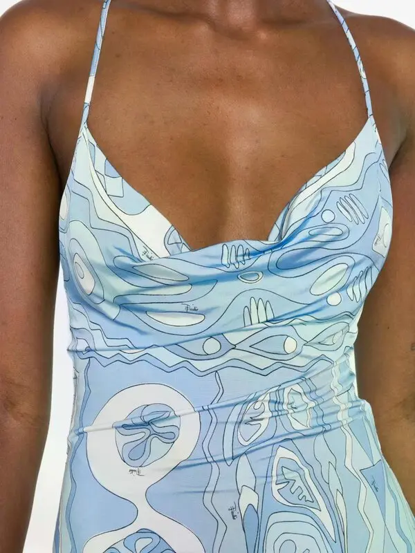 Emilio Pucci Abstract Print Cowl Neck Dress