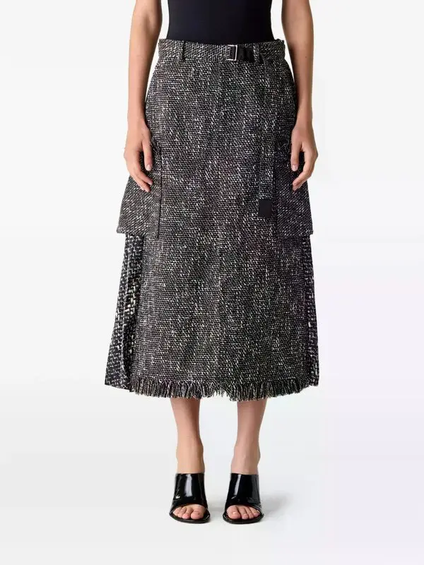 Sacai Belted Pleated Panel Skirt