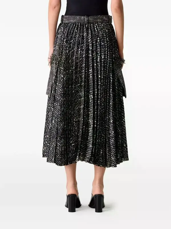 Sacai Belted Pleated Panel Skirt