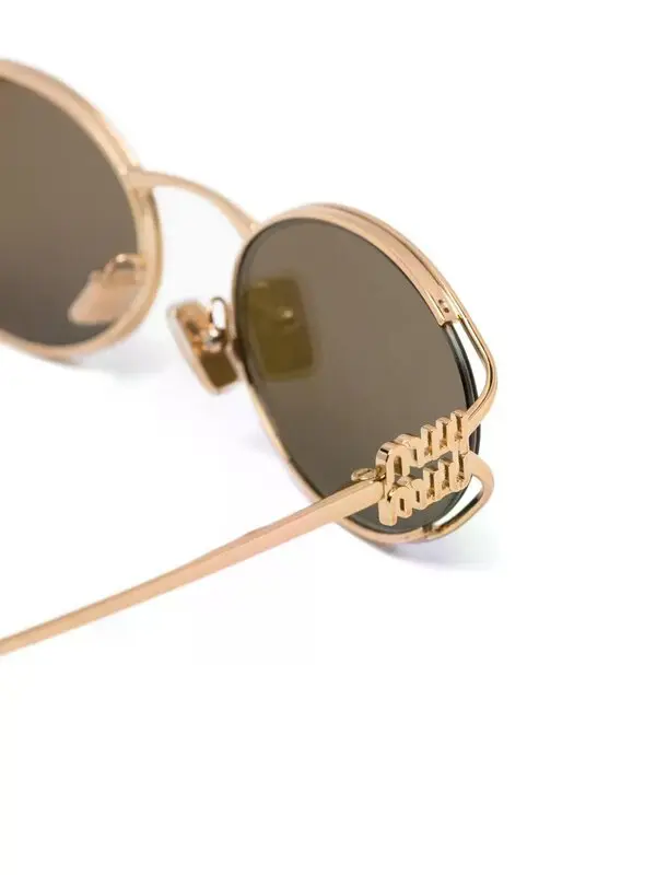 Miu Miu Logo Plaque Oval-frame Sunglasses