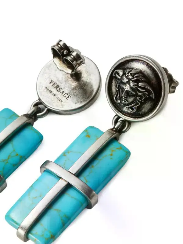 Versace Medusa Turquoise Aura Earrings - Silver