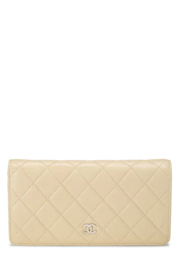 Chanel Caviar Classic Long Flap Wallet - Beige