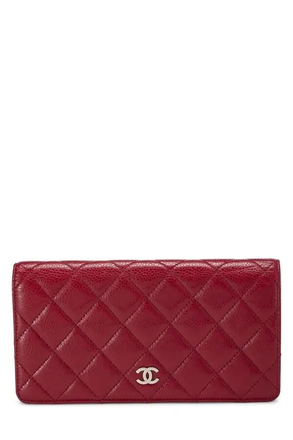 Chanel Quilted Caviar Classic Long Yen Wallet - Red