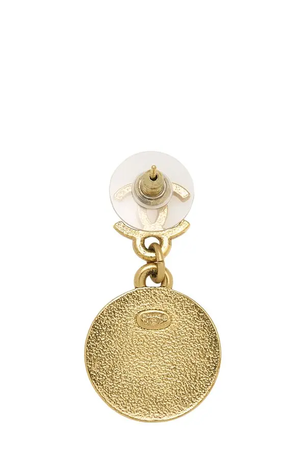 Chanel Gold-plated Enamel Cc Star Dangle Earrings