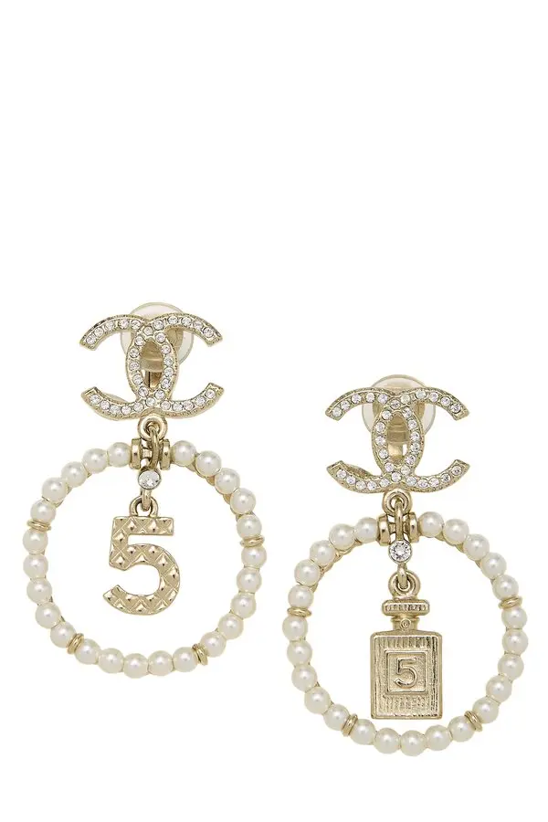 Chanel Crystal No. 5 Perfume Drop Earrings - Gold