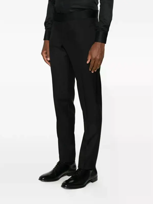 Emporio Armani Satin-trim Slim-fit Trousers