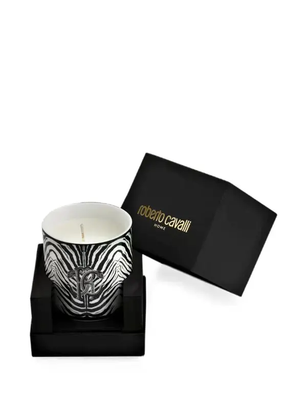 Roberto Cavalli Zebra-print Logo Candle