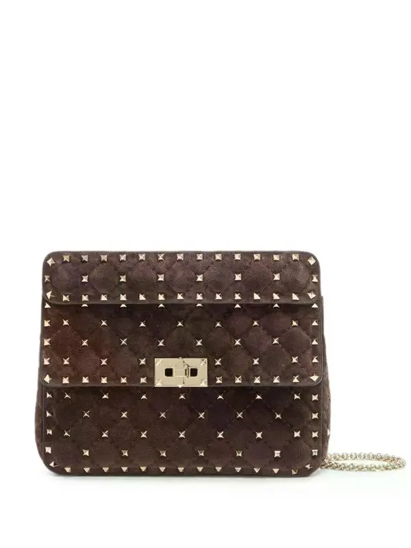 Valentino Garavani Rockstud Spike Suede Bag - Brown