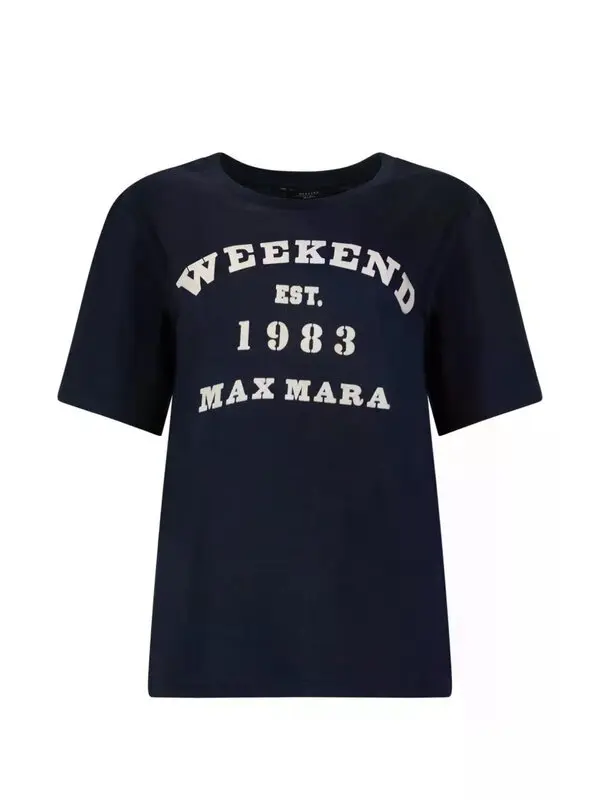 Max Mara Logo Print Cotton T-shirt - Blue