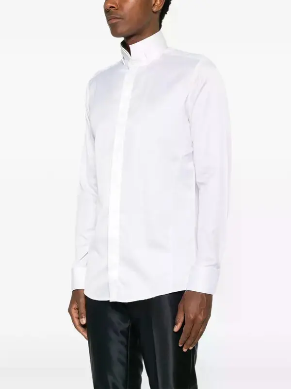 CARLO PIGNATELLI Embroidered-collar Concealed-fastening Shirt