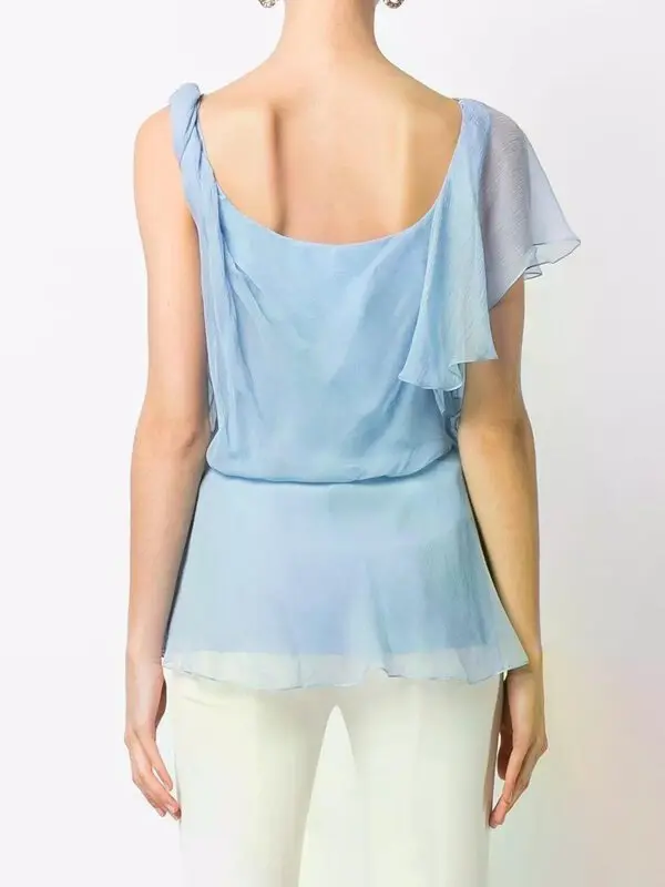 Alberta Ferretti Ruched Lace Detail Top - Blue