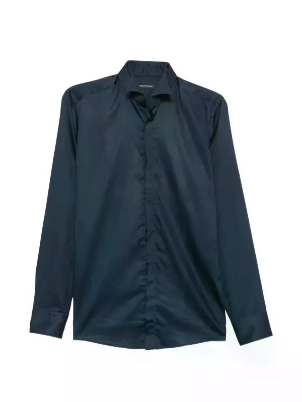 CARLO PIGNATELLI Spread-collar Slim-fit Shirt - Blue