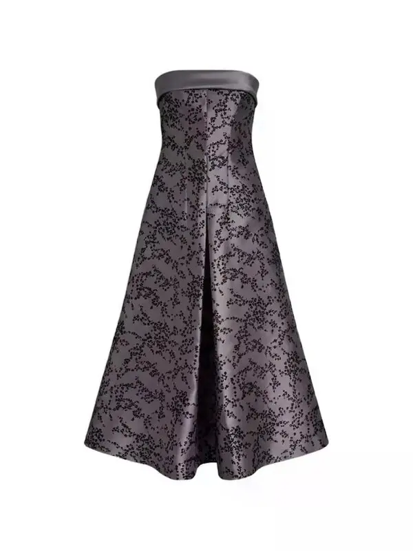 Alberta Ferretti Embellished Strapless Midi Dress - Grey