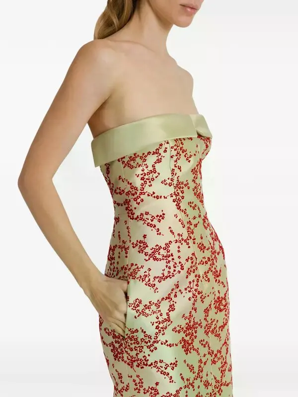 Alberta Ferretti Floral Print Cape Midi Dress