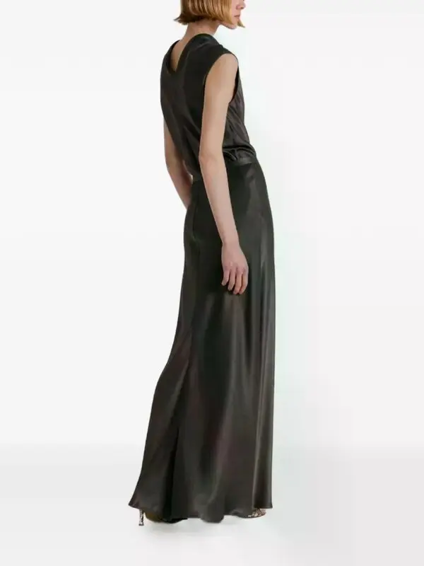Alberta Ferretti Satin Cowl Neck Sleeveless Top