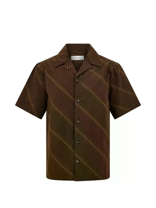 FERRAGAMO Short Sleeve Bowling Shirt - Brown