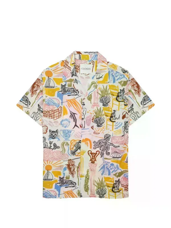 Closed Graphic-print Short-sleeve Shirt - White